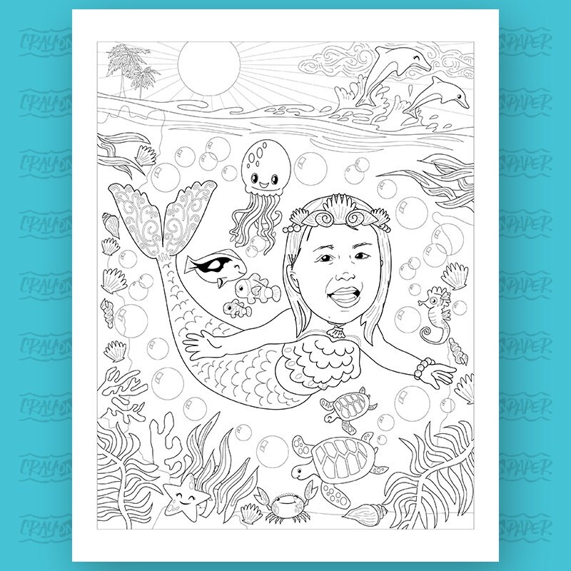 Mermaid Custom Funny Coloring Sheet Children's Party - Etsy