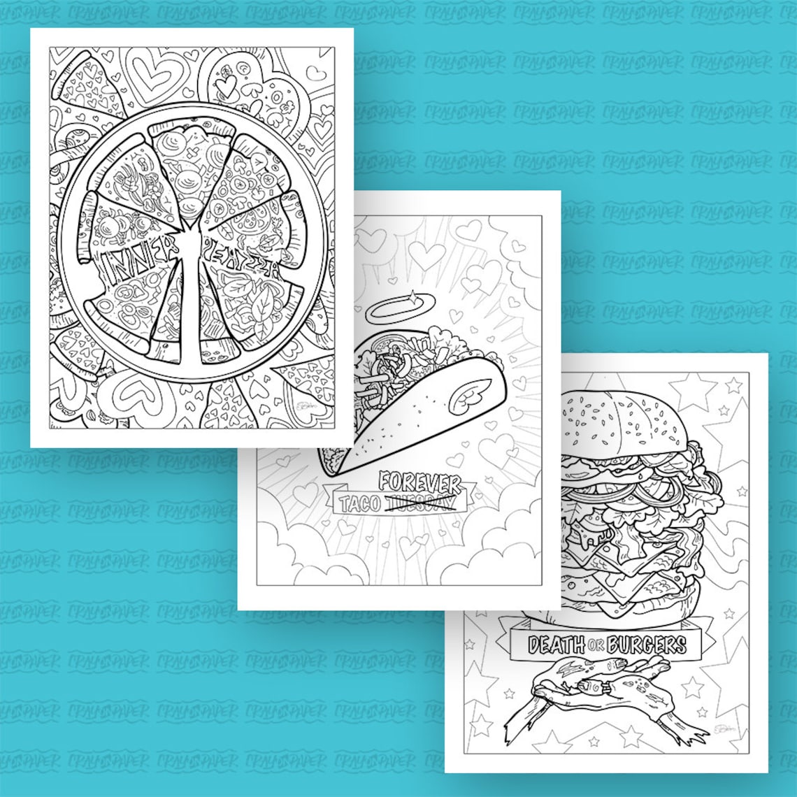 Funny Food Lover Printable Pdf Adult Coloring Sheet / Funny - Etsy