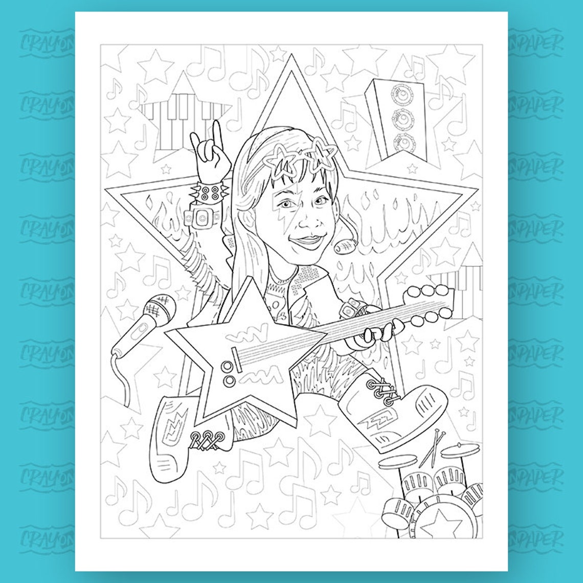 Rockstar Rocker Custom Funny Coloring Sheet Children's - Etsy