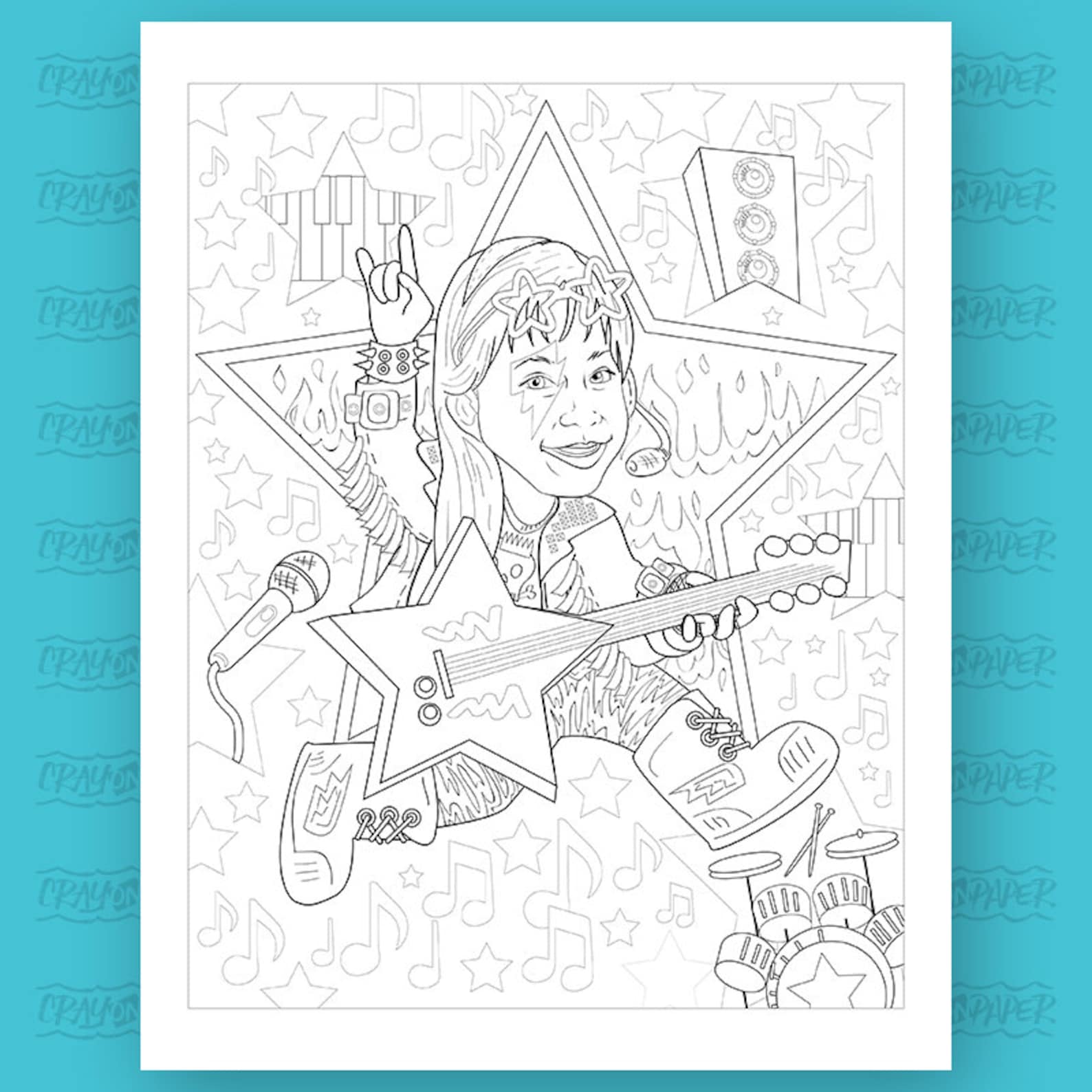 Rockstar Rocker Custom Funny Coloring Sheet Children's - Etsy