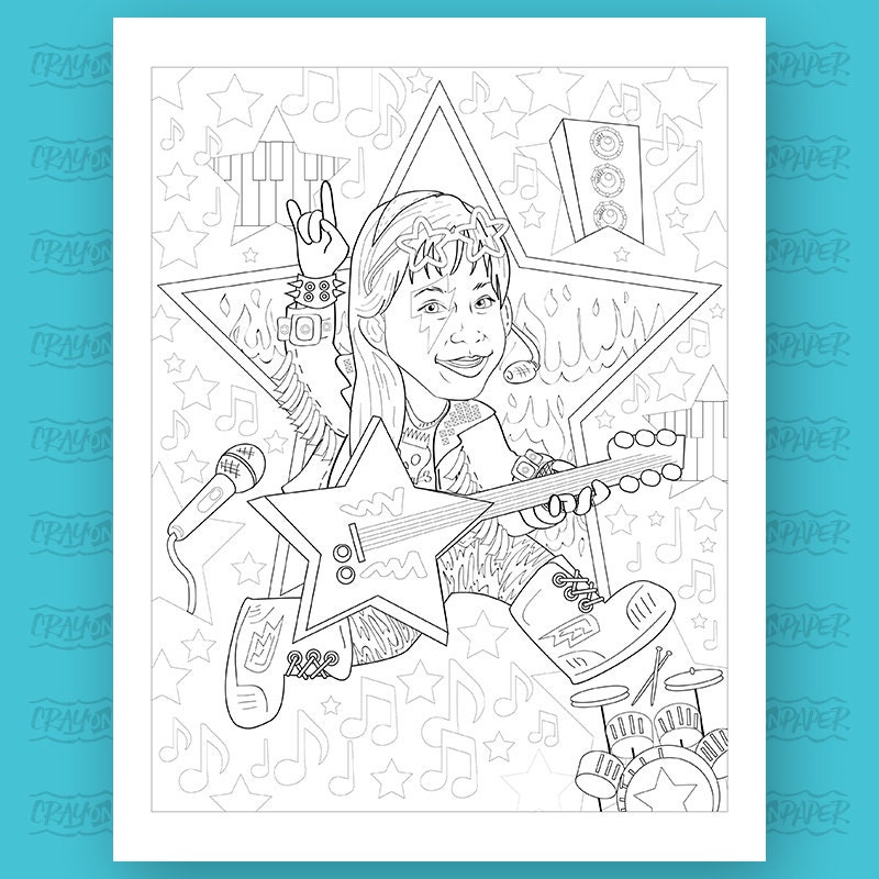 Lámina para colorear divertida personalizada Rockstar rockero, fiesta ...