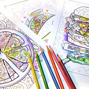 Funny Food Lover Printable Pdf Adult Coloring Sheet / Funny - Etsy