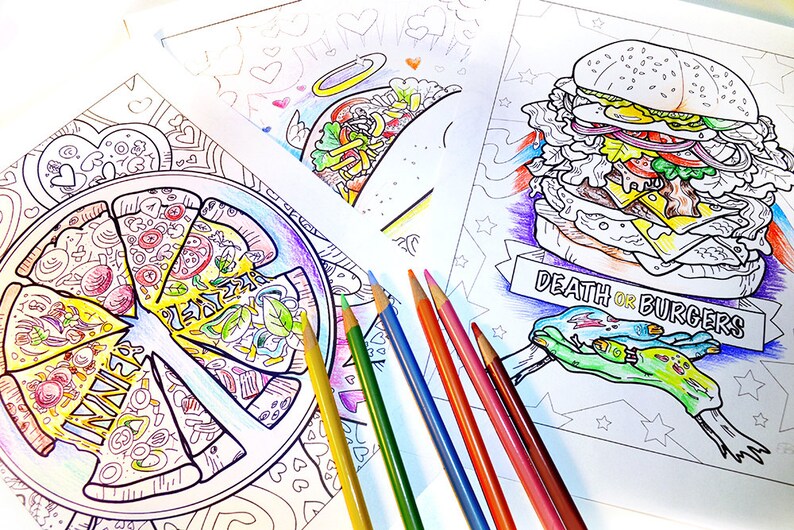 Funny Food Lover Printable Pdf Adult Coloring Sheet / Funny - Etsy