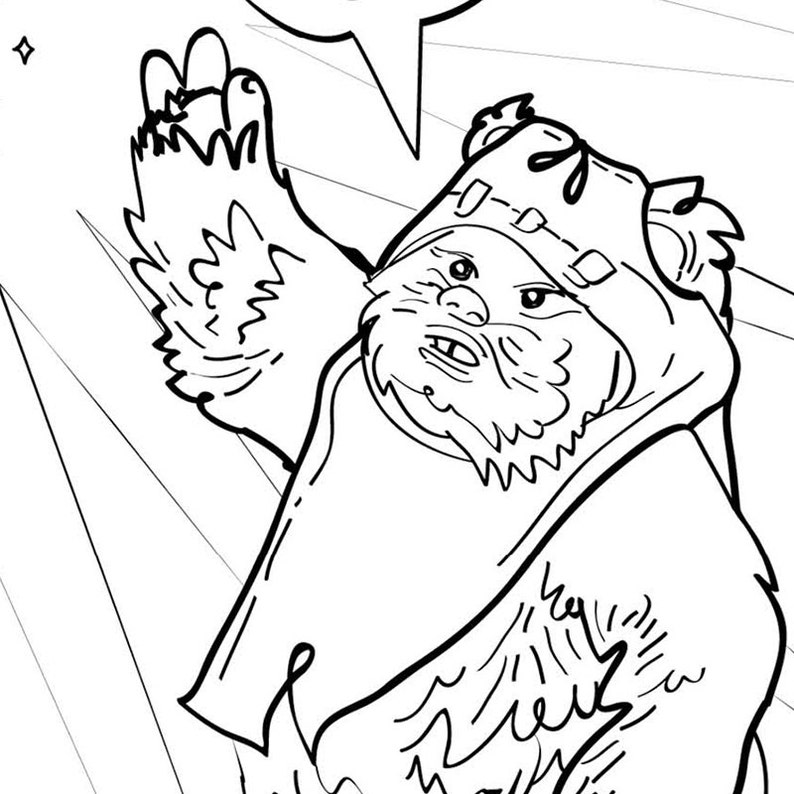 Star Wars Ewok Funny Printable Pdf Adult Coloring Sheet / Art Print ...