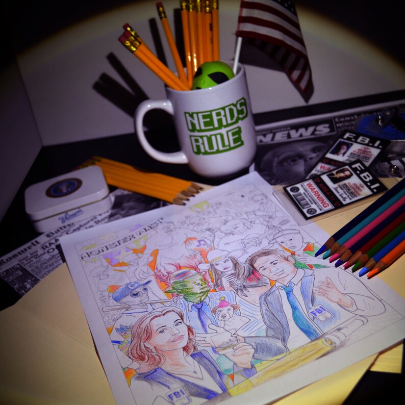 X-files Art Print Adult Coloring Sheet / Xfiles / the X Files/ Mulder ...