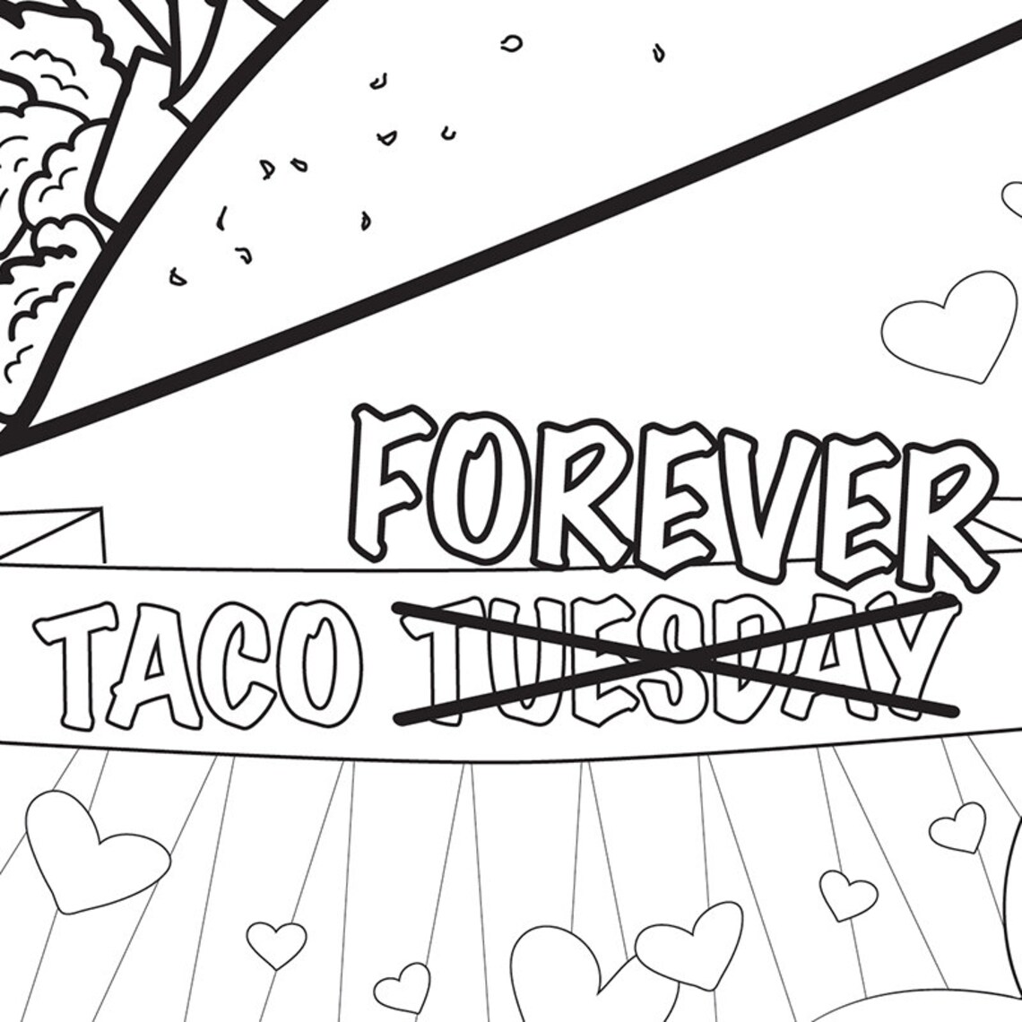 Funny Taco Printable Pdf Adult Coloring Sheet / Funny Coloring / Art ...