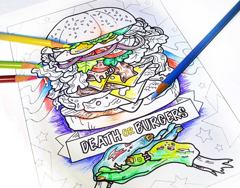 Funny Food Lover Printable Pdf Adult Coloring Sheet / Funny - Etsy