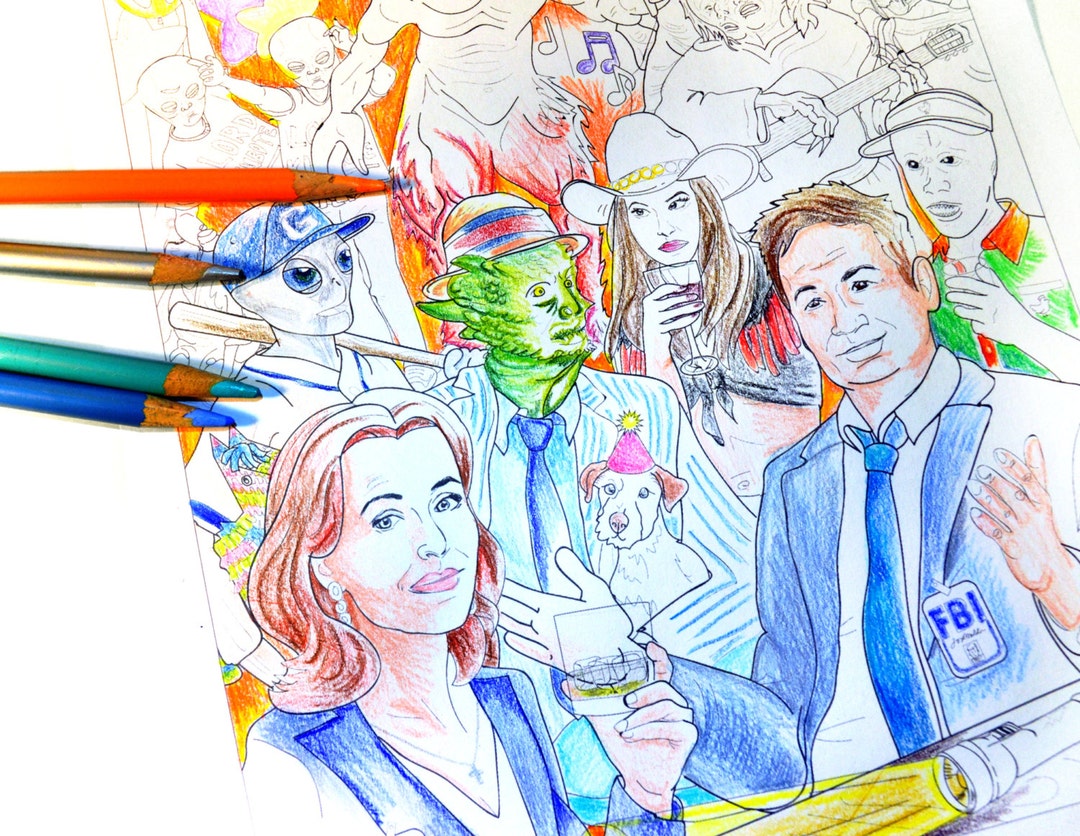 X-files Art Print Adult Coloring Sheet / Xfiles / the X Files/ Mulder ...