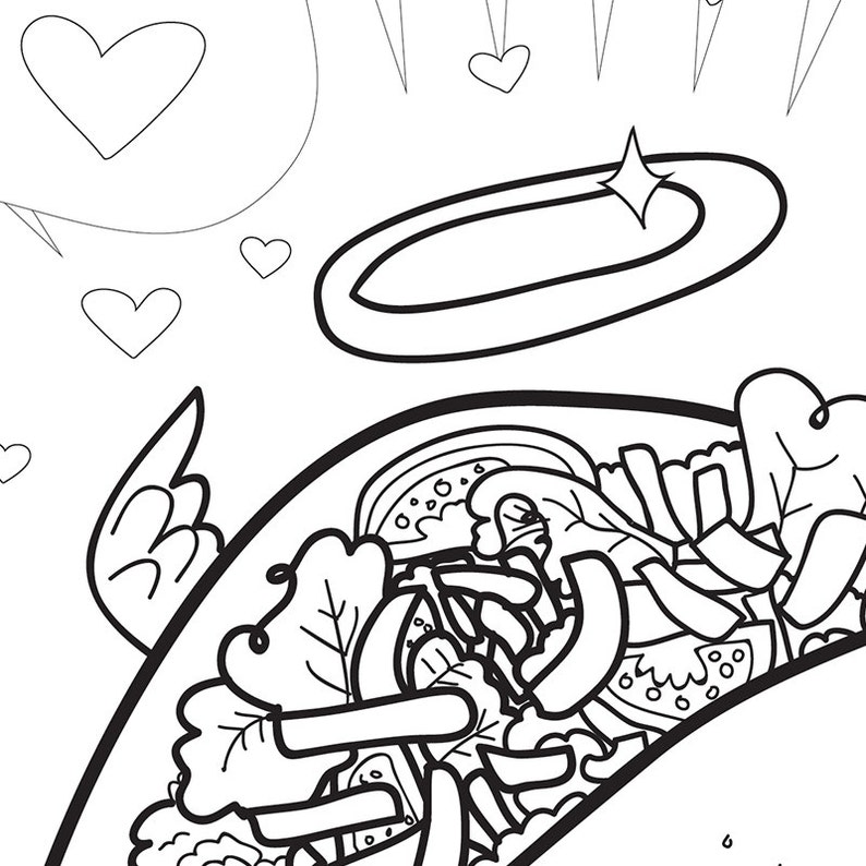 Funny Taco Printable Pdf Adult Coloring Sheet / Funny Coloring / Art ...