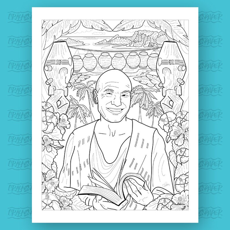 Star Trek, Captain Picard, Risa Art Print, Funny Adult Coloring Sheet ...