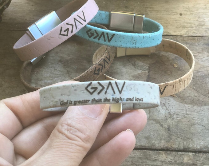 God is Greater Than My Highs and Lows Cork 10mm singles Diffuser Bracelets - Etsy