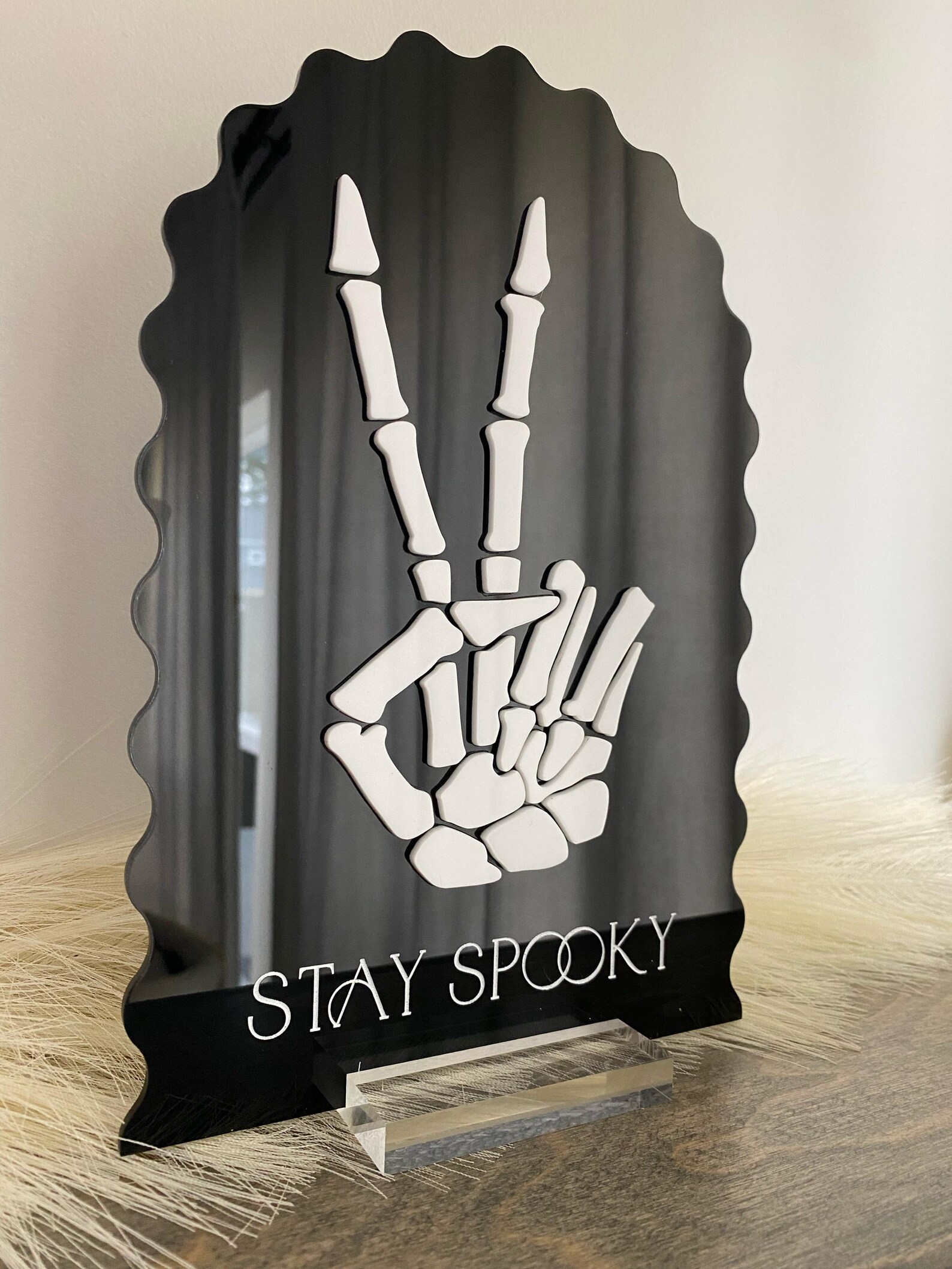Stay Spooky Bone Hand Peace Sign, Halloween Decor, Spooky Peace Sign ...