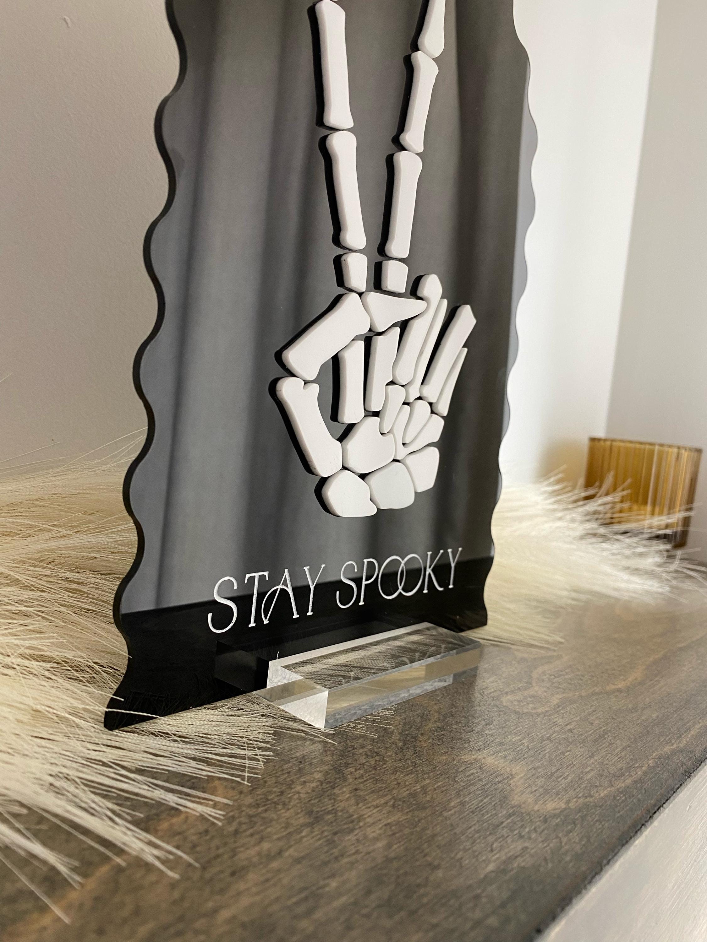 Stay Spooky Bone Hand Peace Sign, Halloween Decor, Spooky Peace Sign ...