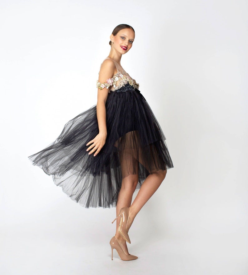 Couture Black Gown, Ribbon Dress - Etsy