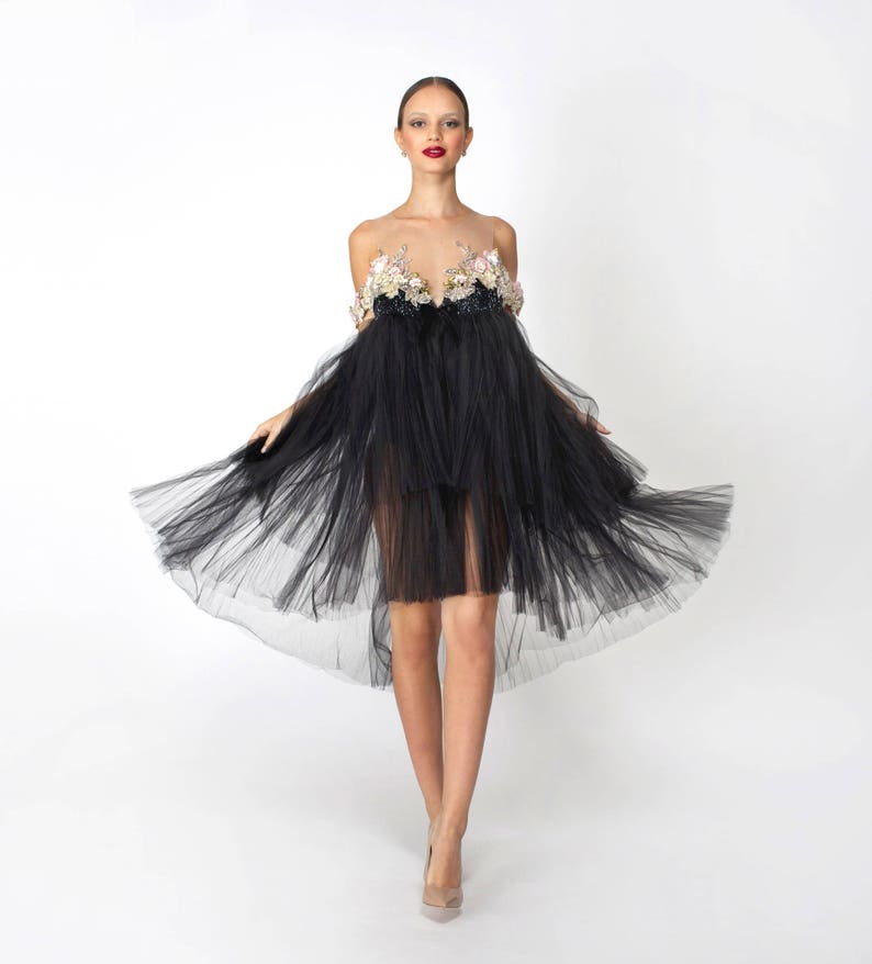 Couture Black Gown, Ribbon Dress - Etsy