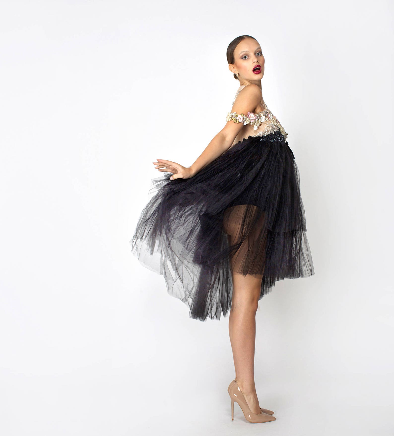 Couture Black Gown, Ribbon Dress - Etsy