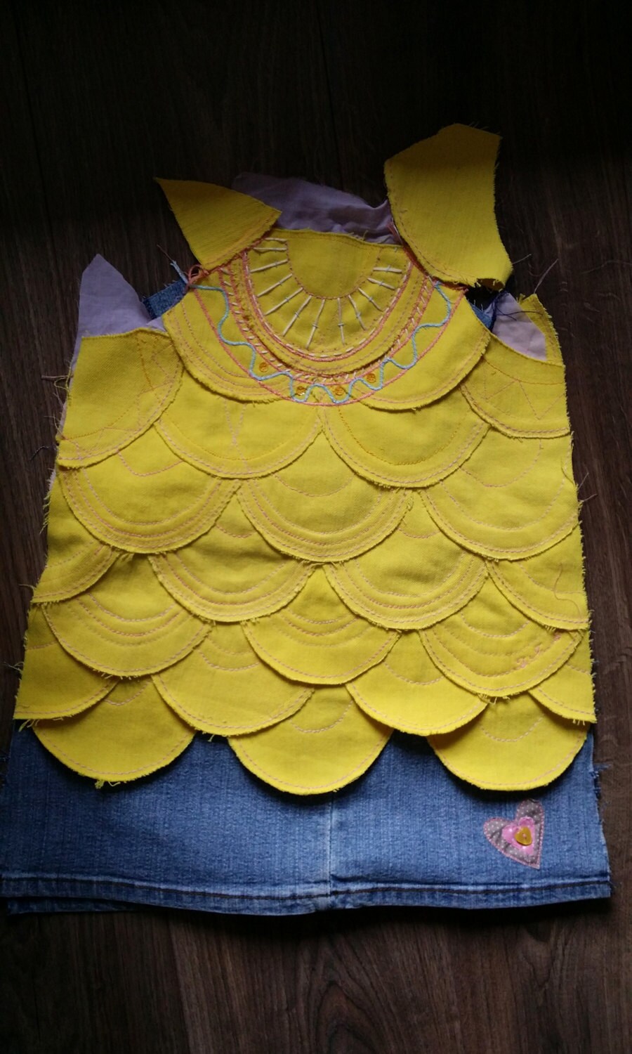 DENIM DRESS, Yellow Dress, Indiana Dress, Handmade Embroidery Dress ...
