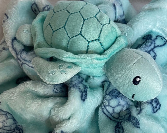 Turtle Plush Personalized Lovey /green Turtle Security Blanket/ocean ...