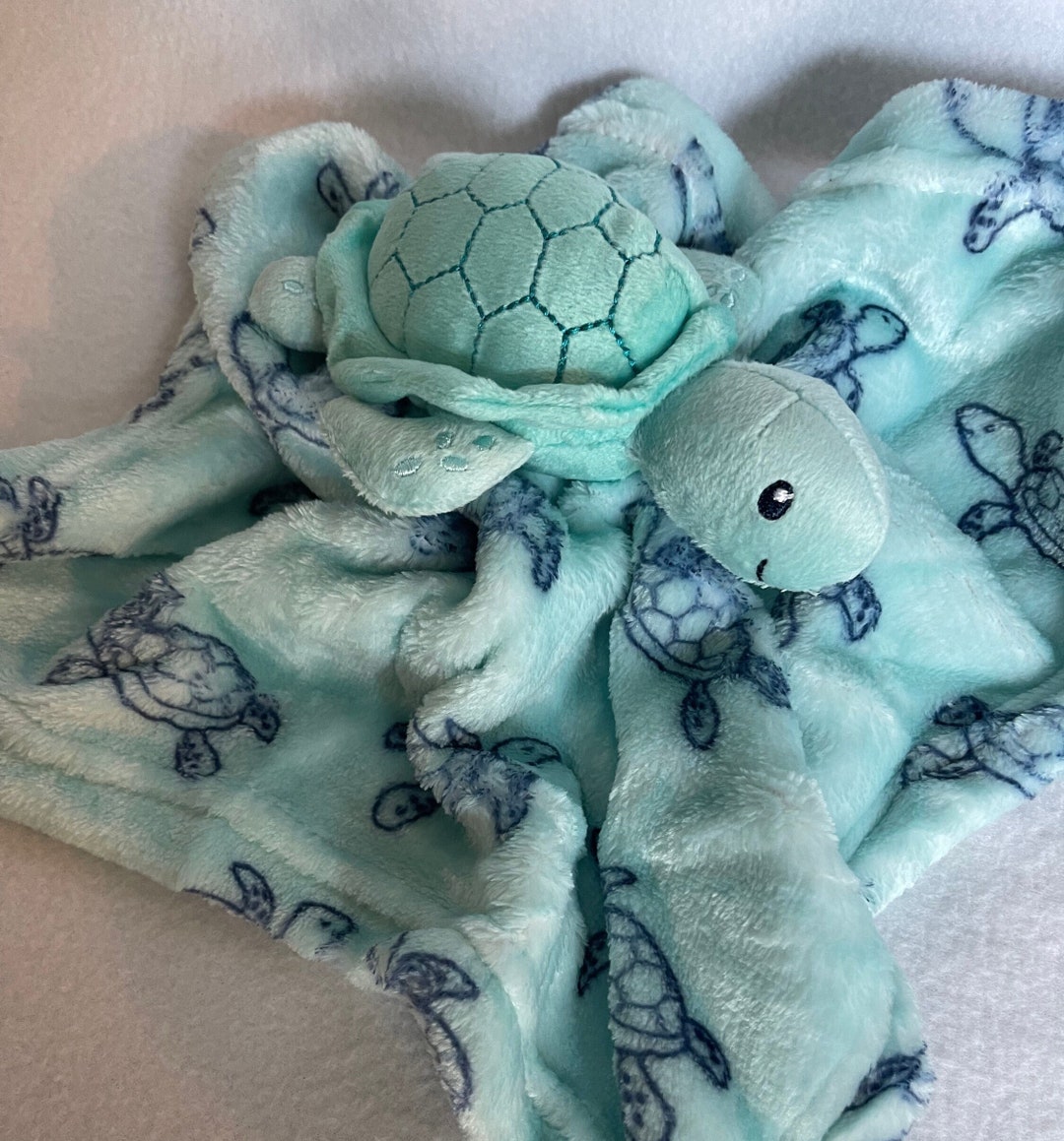 Turtle Plush Personalized Lovey /green Turtle Security Blanket/ocean ...