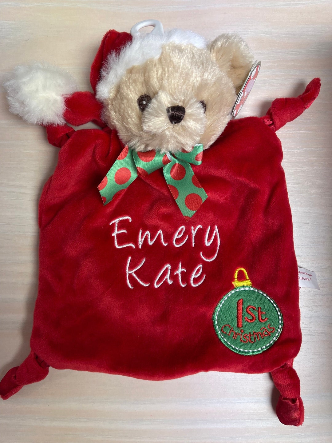 Christmas Bear Plush Personalized Lovey/1st Christmas/"bearington Baby ...