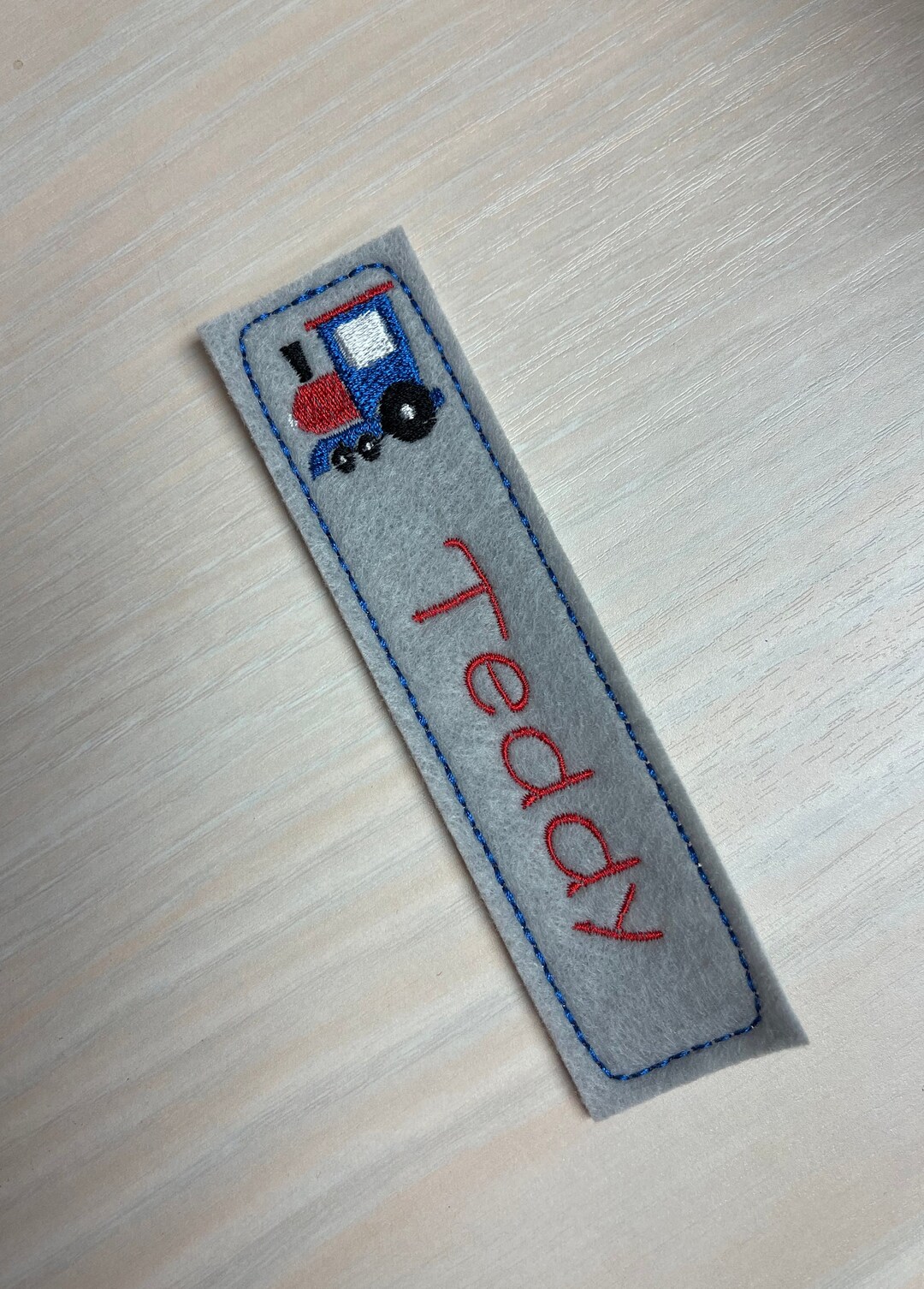 Train Engine Bookmark Personalized/embroidery Felt Bookmark/school ...