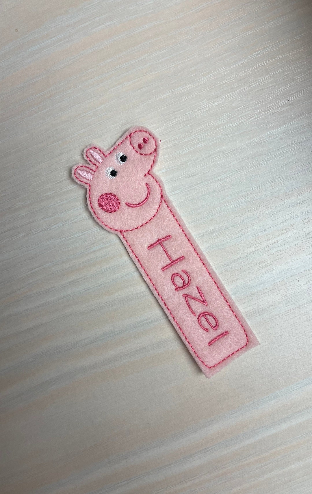 Pink Pig Bookmark Personalized/embroidered Felt Bookmark/christmas ...