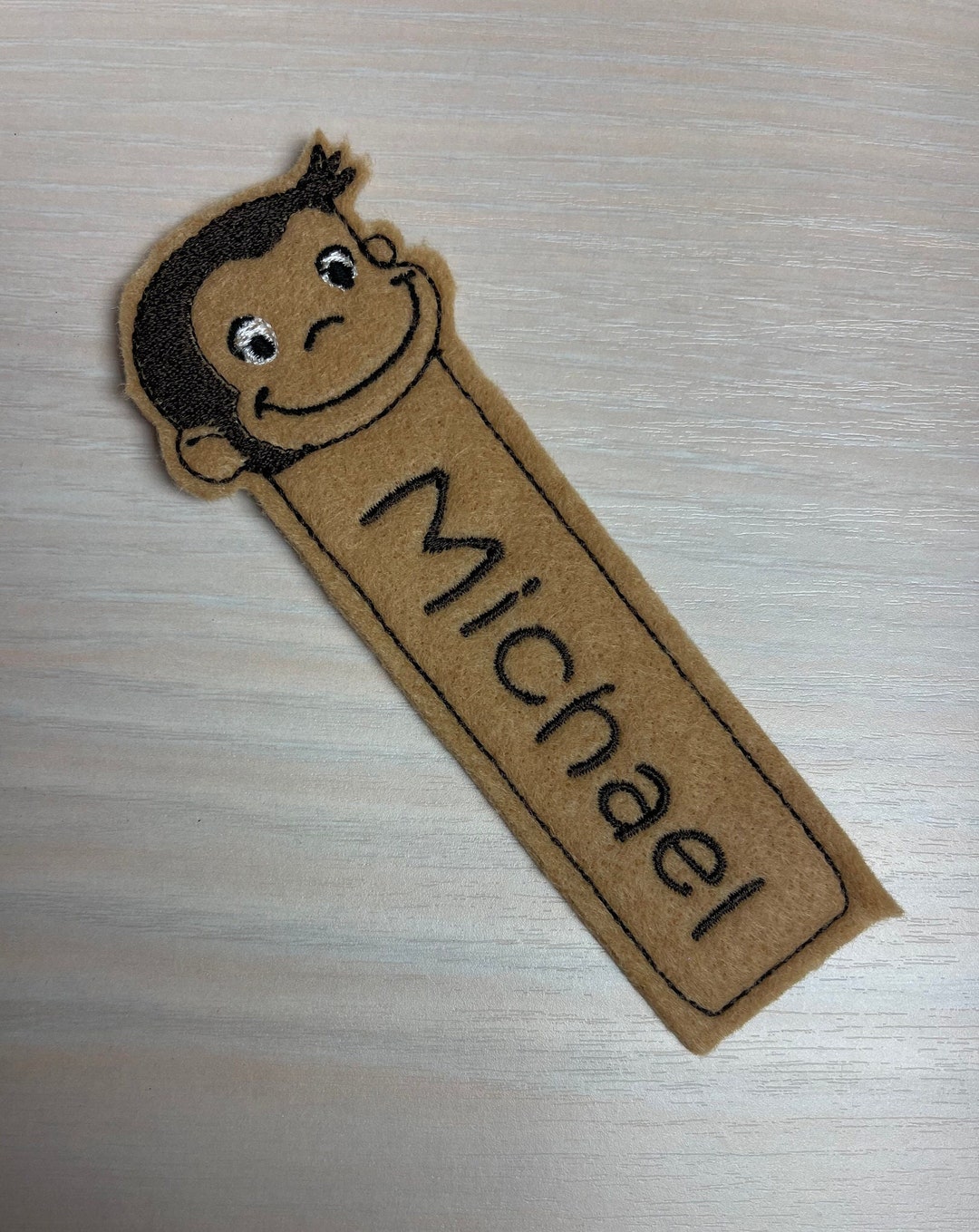Personalized Smiling Monkey Felt Bookmark: Embroidered Kids Reading ...