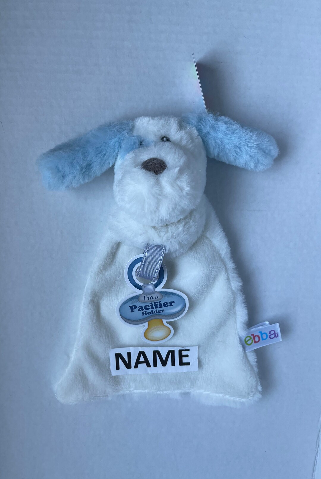 Puppy Personalized Lovey-pacifier Holder/security Blanket/"ebba"/blue ...