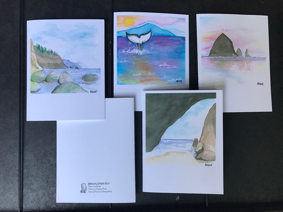 Beach Scene Watercolor Notecards - Set of 12 - Etsy