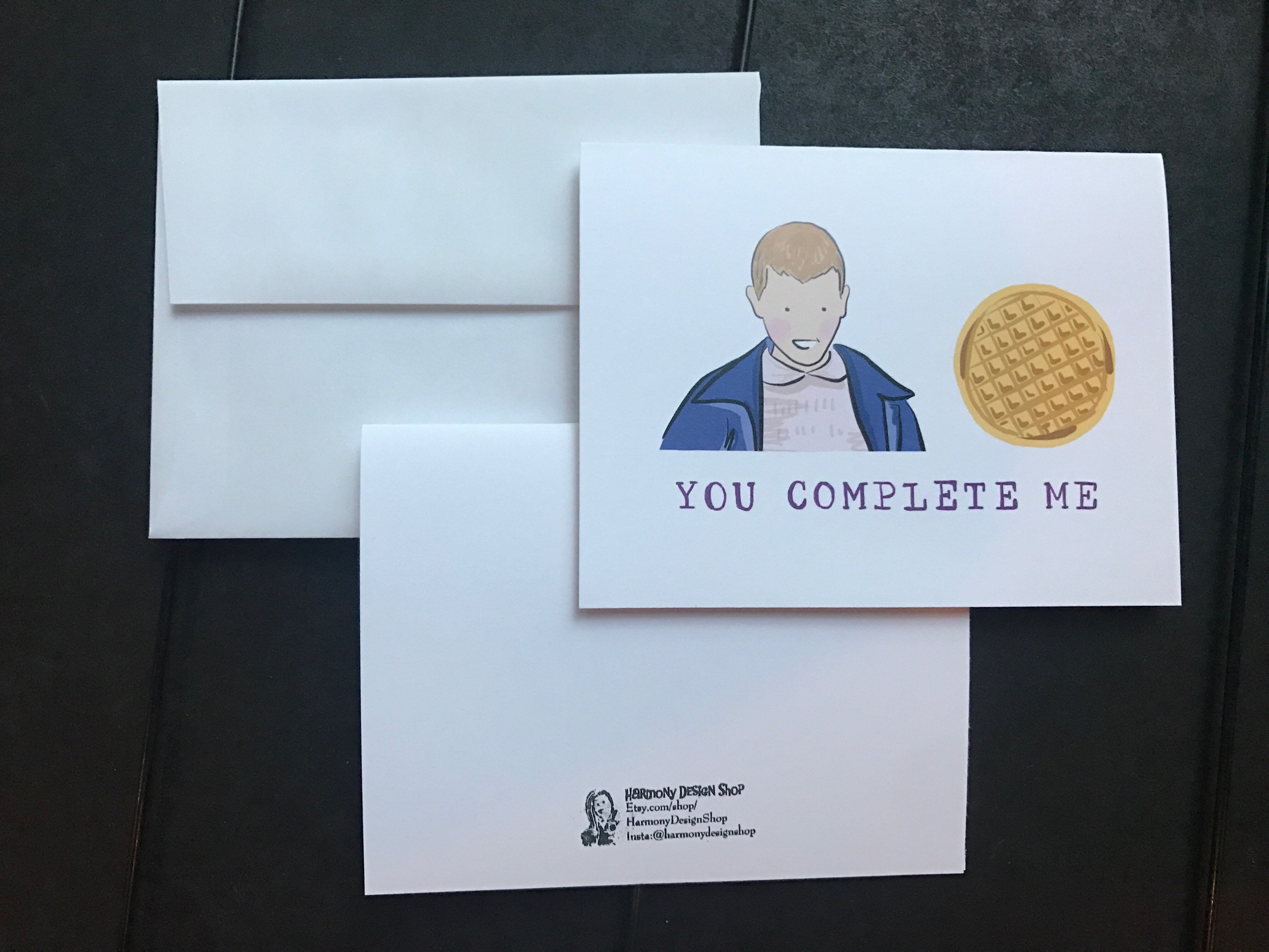 STRANGER THINGS -- Blank Card -- You Complete Me -- Eleven and Eggos - Etsy