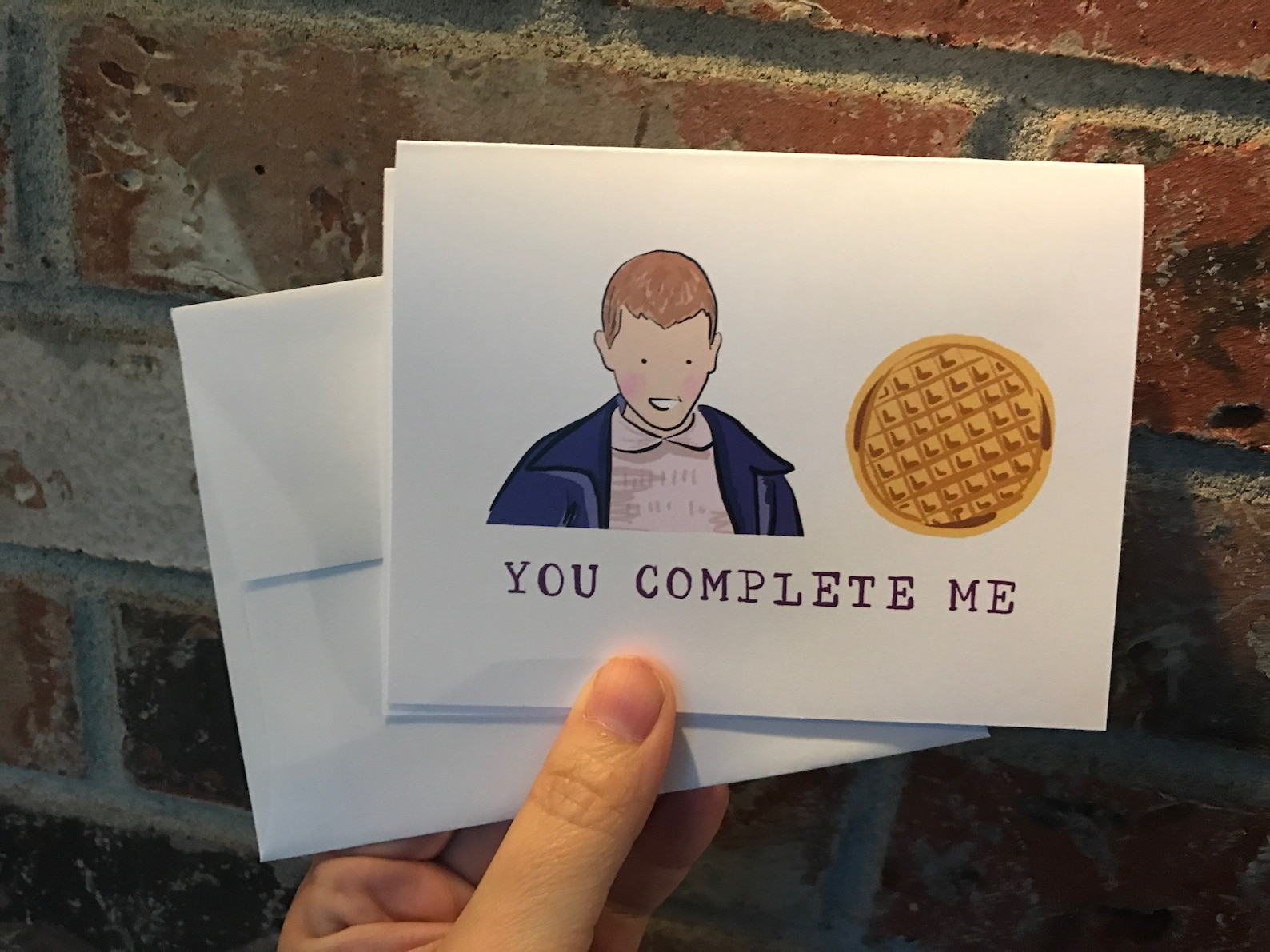 STRANGER THINGS -- Blank Card -- You Complete Me -- Eleven and Eggos - Etsy