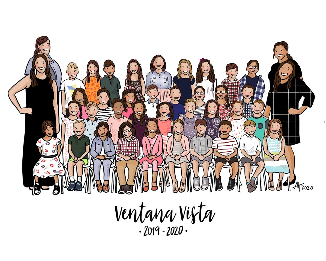 Custom Class Portrait | Class Portrait Illustration - Etsy