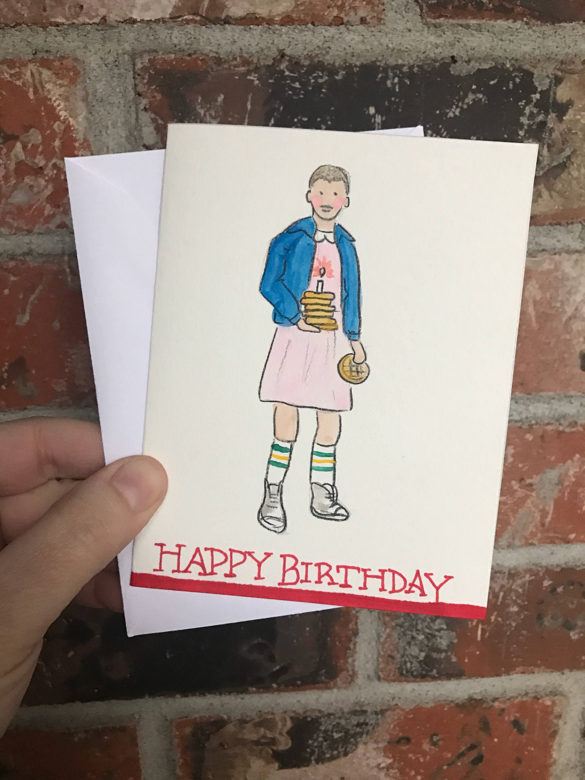 Tarjeta de cumpleaños de Stranger Things Once y Eggos - Etsy España