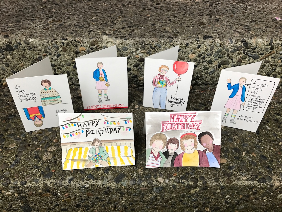 Stranger Things Birthday Card Birthdays in the Upside Down - Etsy