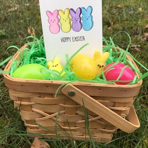 Hoppy Easter - Watercolor Peeps Easter Card - Etsy