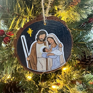Nativity Ornament | Baby Jesus Ornament | Holy Family Ornament | Wood ...