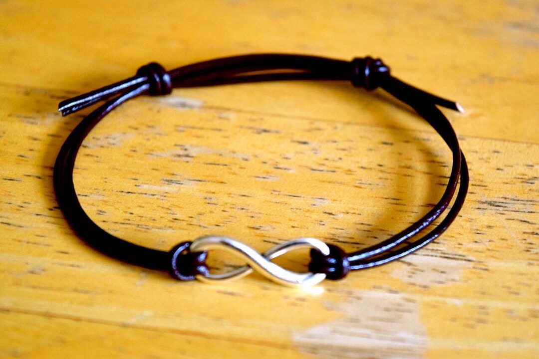 Infinity Bracelet, Leather Bracelet, Adjustable, Antique Silver ...
