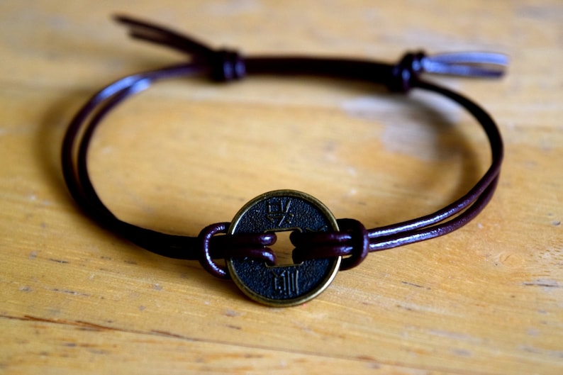 Chinese Feng Shui Lucky Coin Charm Bracelet, Leather Bracelet ...