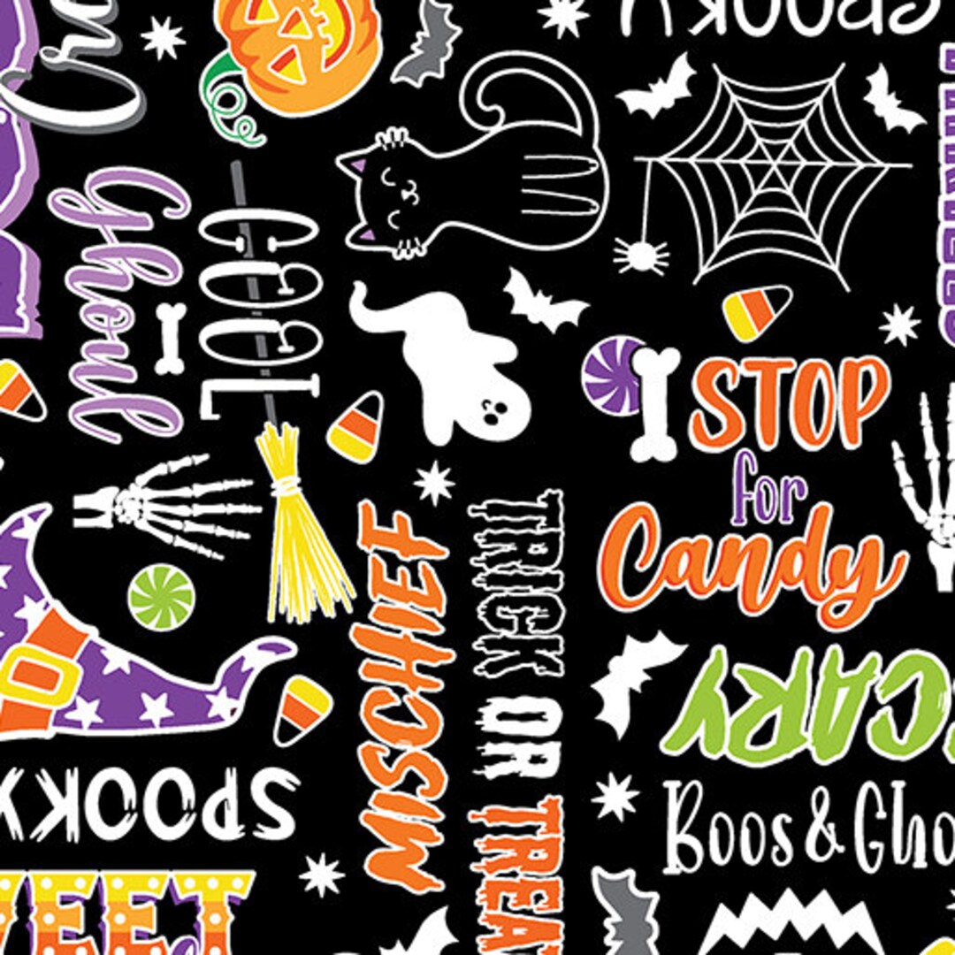 Benartex-chills and Thrills-14606-12-monster Mash-black-glow in the ...