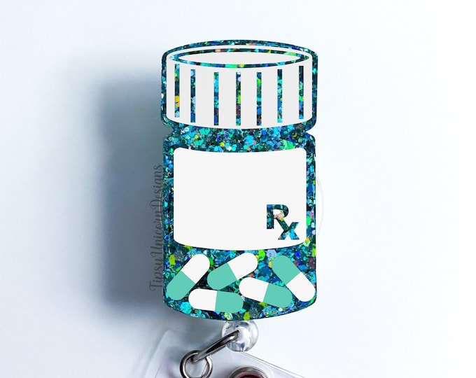 Pill Bottle Badge Reel, Pharmacist Badge Reel, Nurse Badge Reel ...