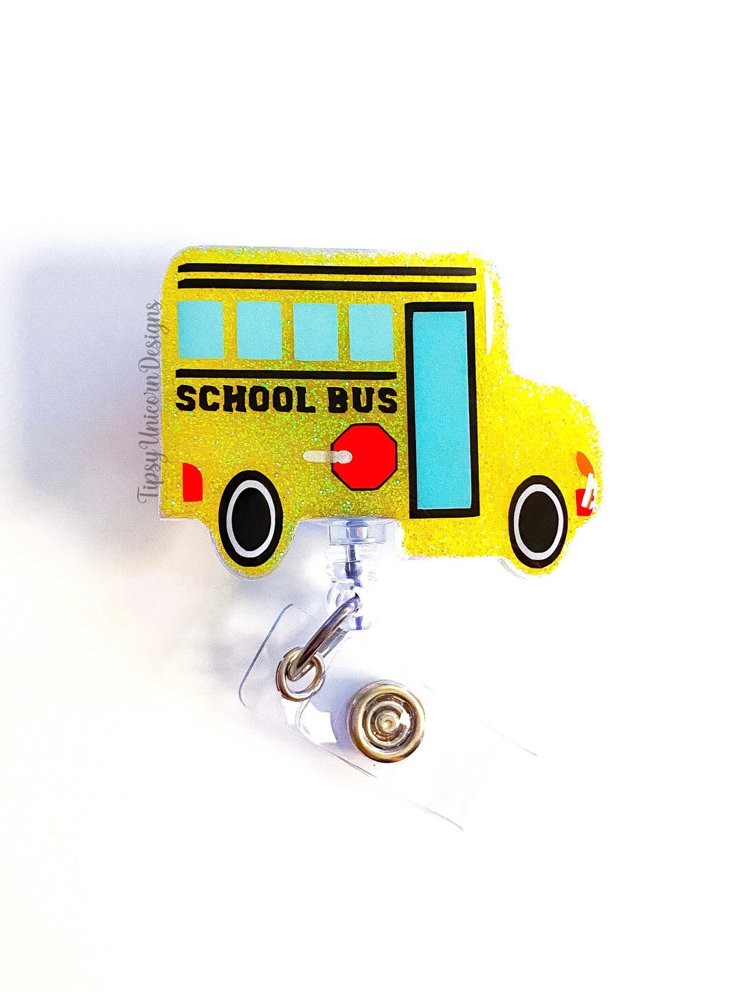 School Bus Glitter Badge Reel, Bus Driver Badge Reel, Teacher ...