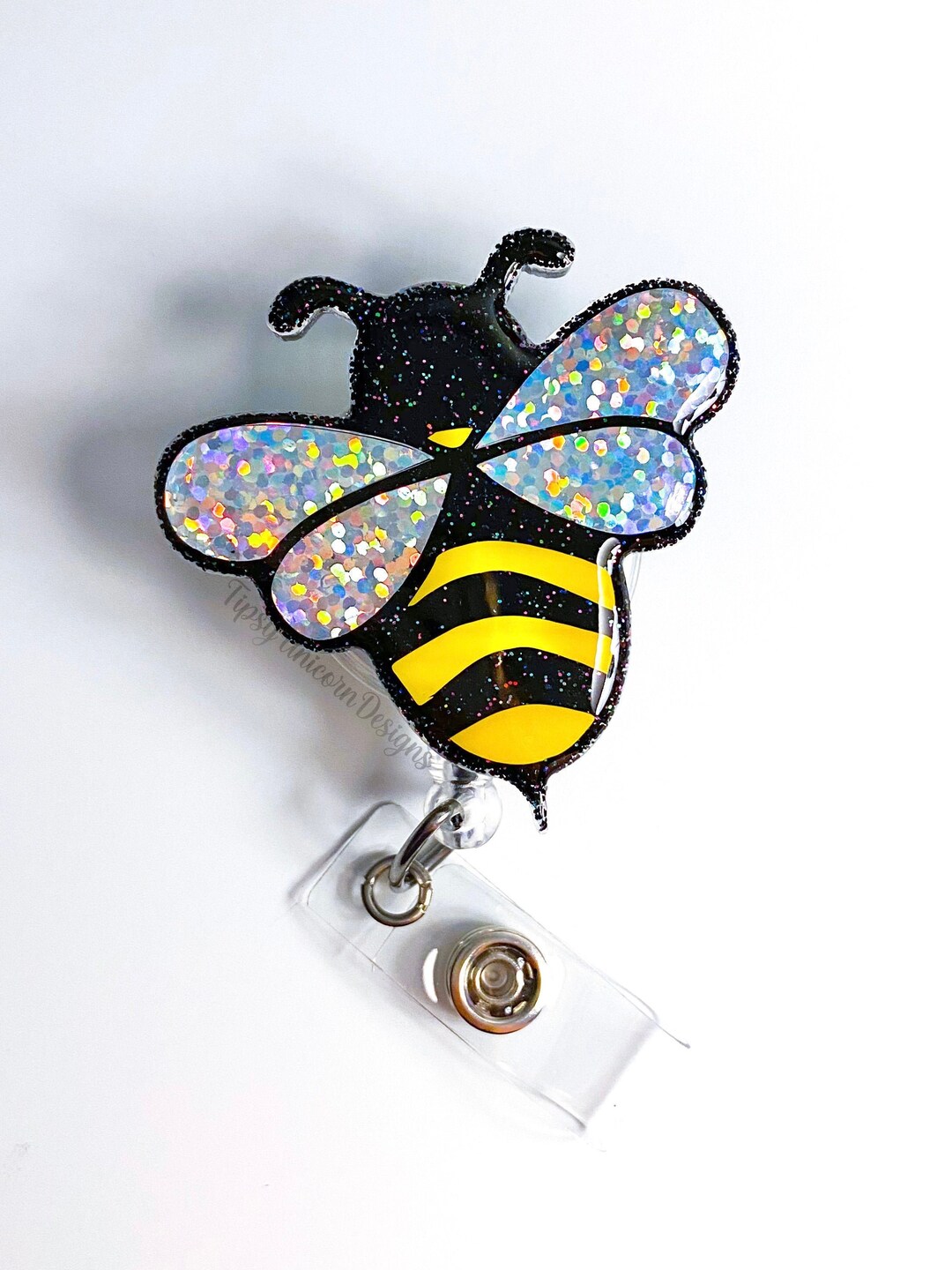 Bumble Bee Glitter Badge Reel: Retractable ID Holder - Etsy
