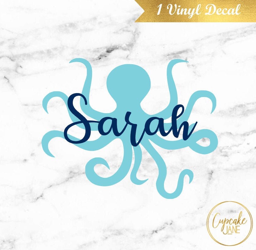 Octopus Name Decal / Custom Color Size / Car Yeti Tumbler | Etsy