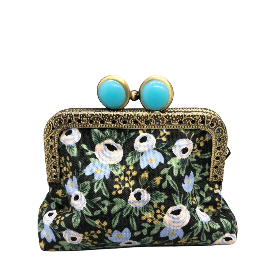 Kiki & Syds Mini Clutch Purse Rosa in Black Fabric by Rifle Paper Co ...