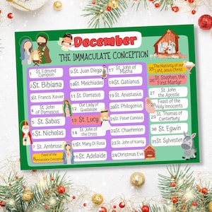 December Saints Feast Day Printable Calendar- St. Nicholas, Saint Lucy ...