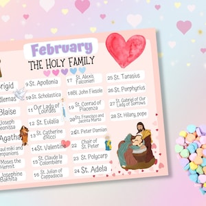 February Saints Feast Day Calendar / Printable Catholic Liturgical ...