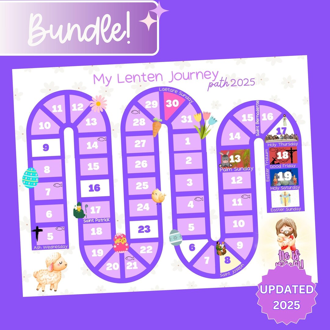 Lent Kids Catholic / Easter Printable Kids Lenten Calendar / Catholic ...