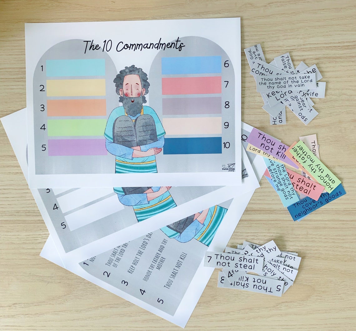 10 Commandments Printable Activity Sheet and Print. Digital - Etsy Canada
