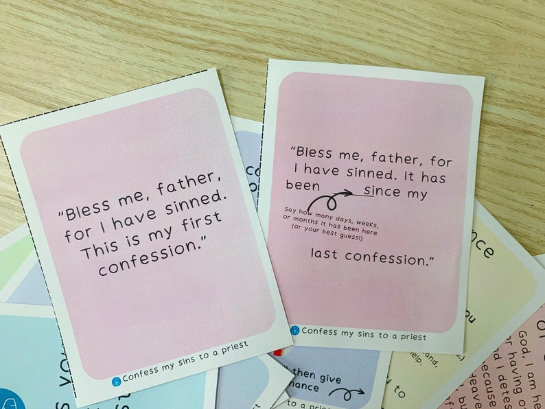 Confession Catholic Kids Cards / Printable Kids Reconciliation - Etsy