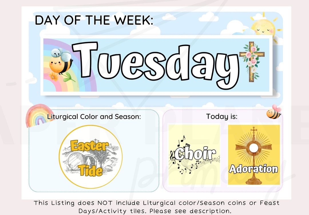 SPRING ADD ON Catholic Perpetual Calendar Printable | Days of the Week ...